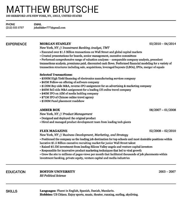 Resume one column matt2 500 Rockets Marketing
